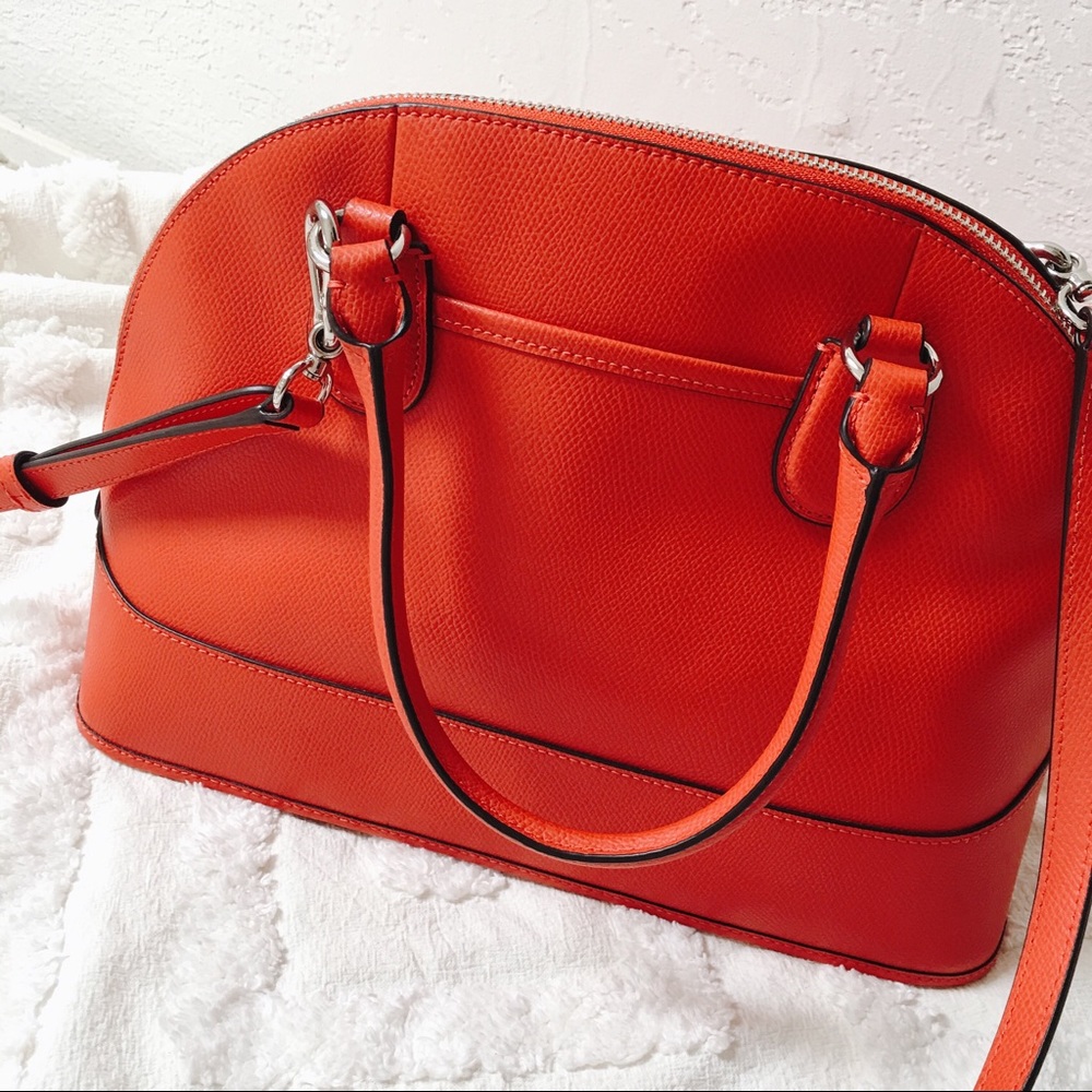 Coach Red Cross-Grain Leather Dome Bag - Gem